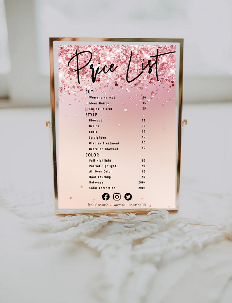 PRINTABLE EDITABLE Price List Template Small Business Price - Etsy UK