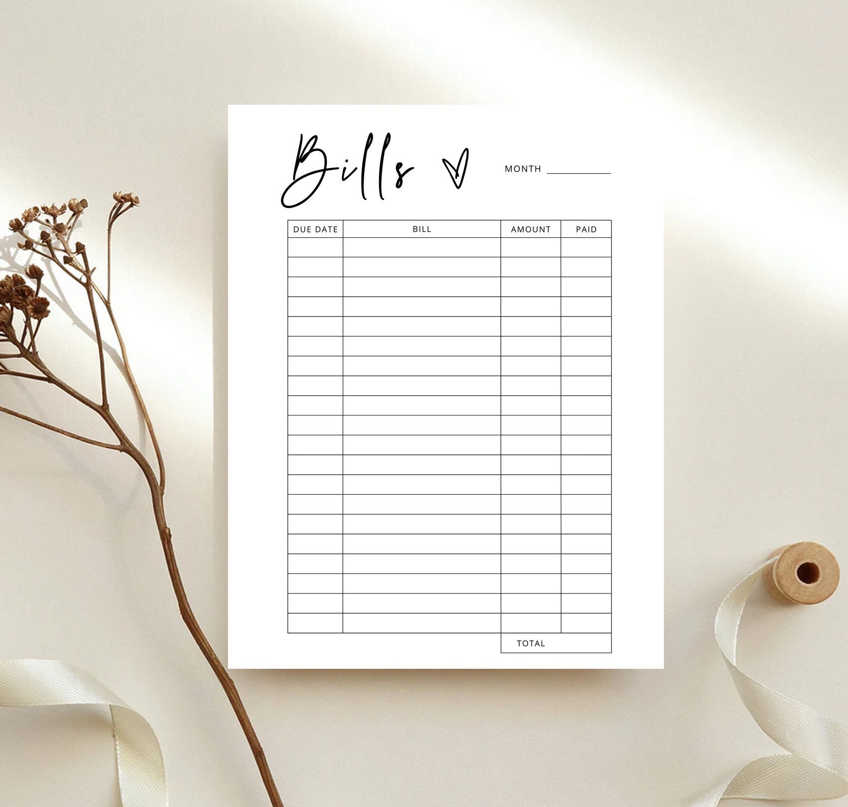 Monthly Bill Tracker Monthly Bill Log Bill Planner Bill - Etsy