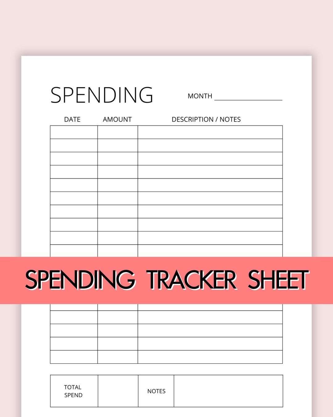 Spending Tracker Sheet, Expense, Personal Finance, Budget, Income ...