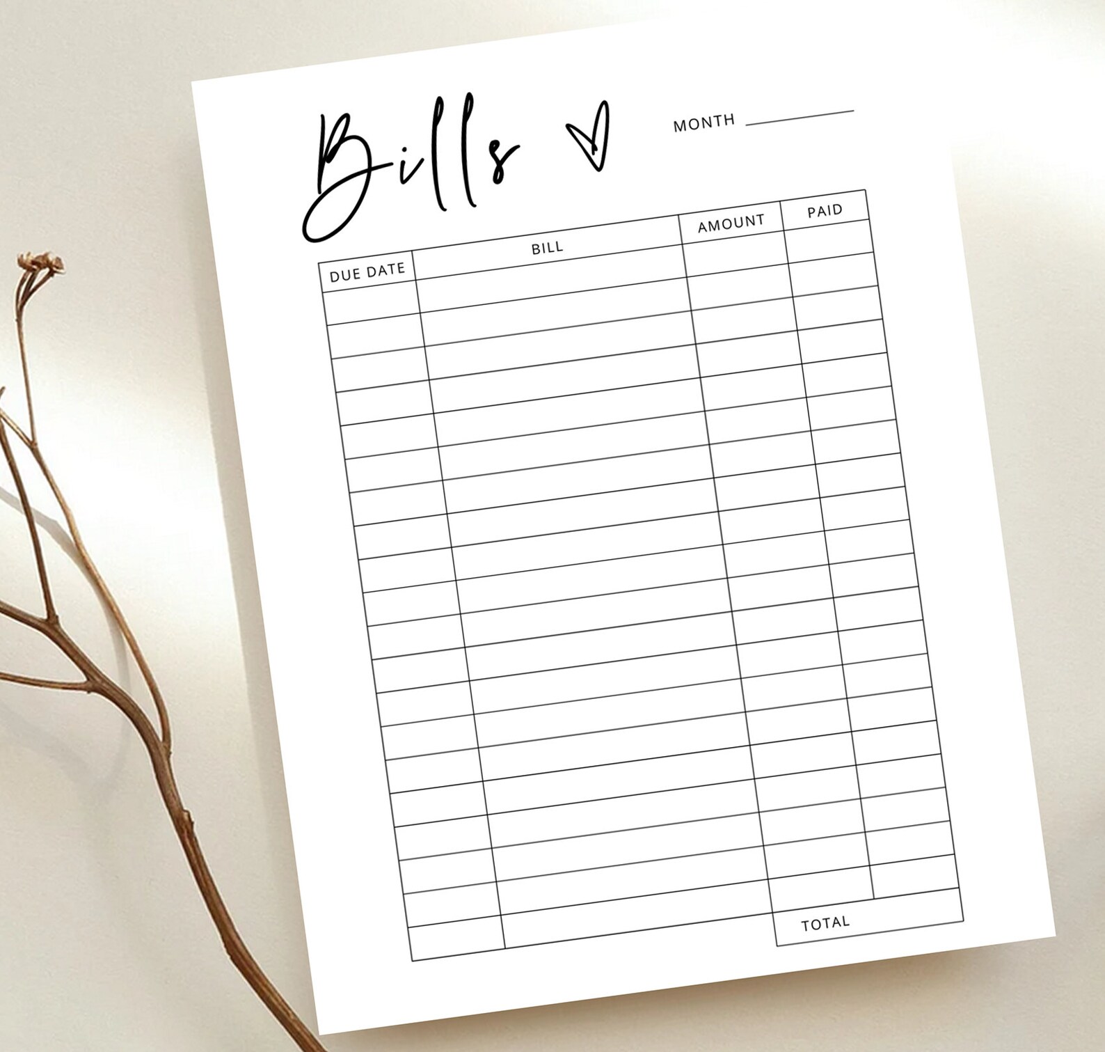 Monthly Bill Tracker, Monthly Bill Log, Bill Planner, Bill Payment ...