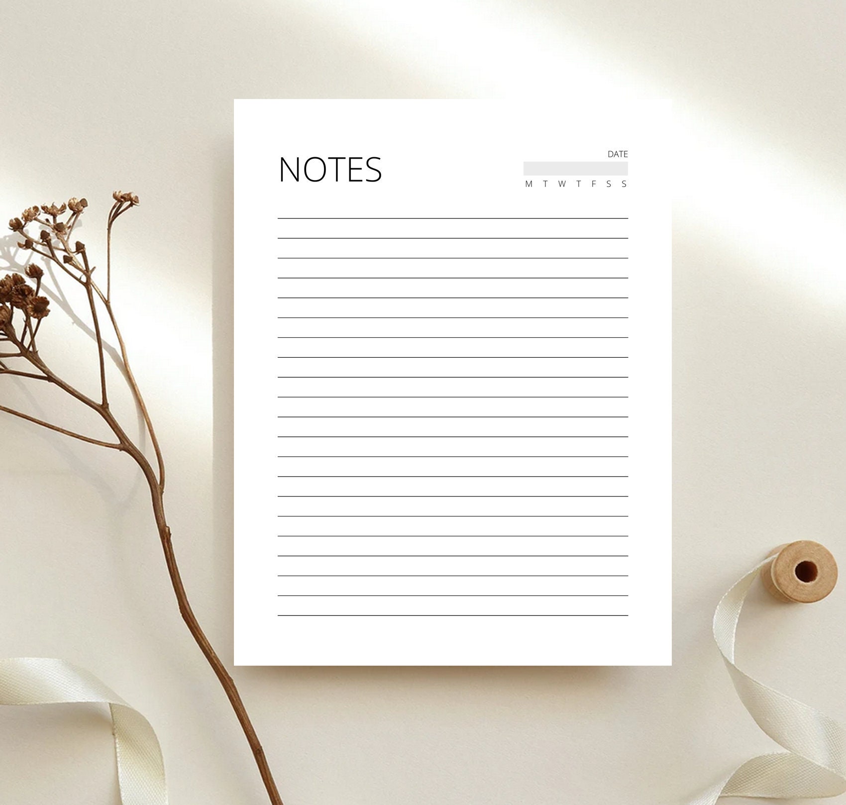 Printable Lined Notes Pages, Planning Pages, Organization, Lined Sheets ...