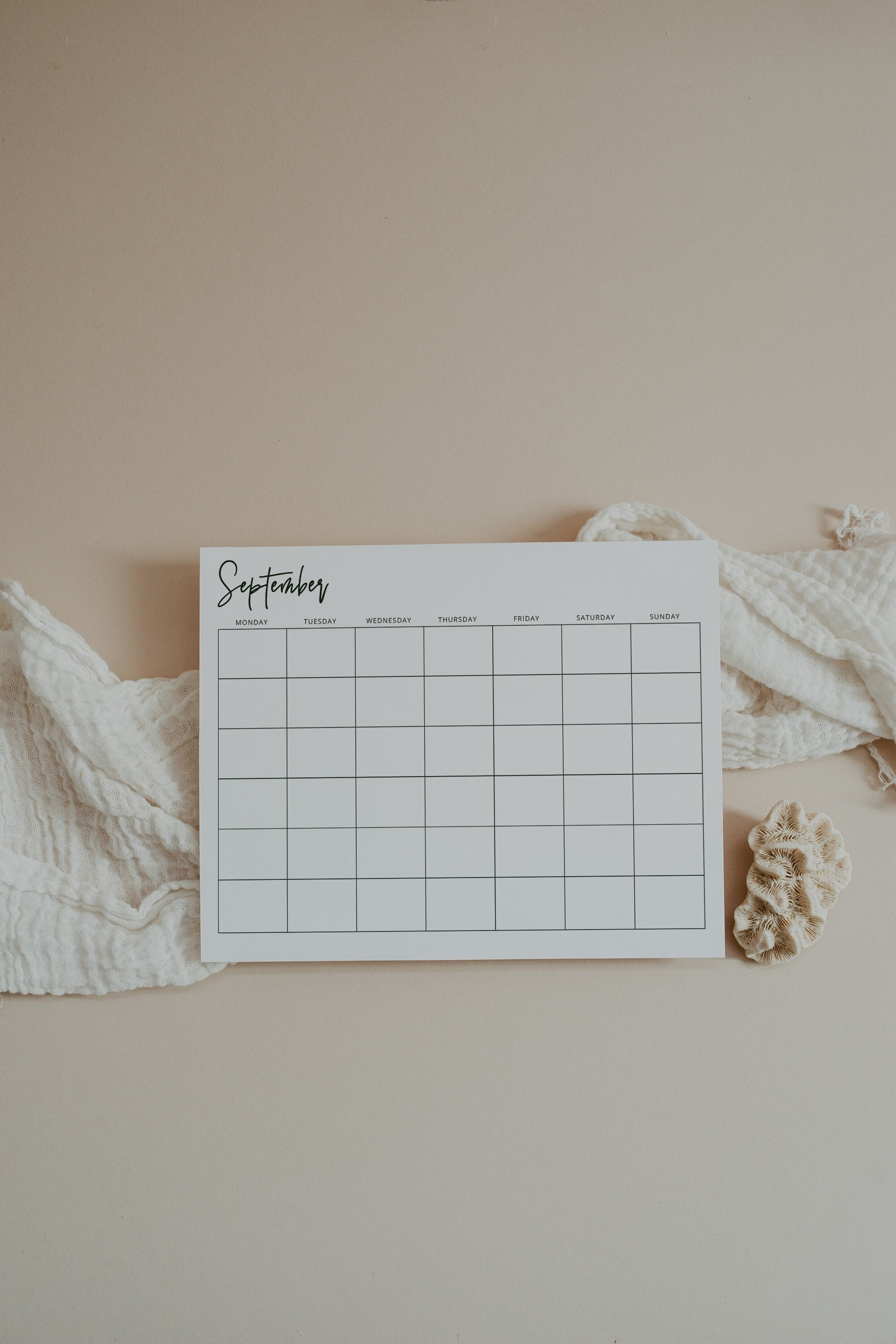 Monthly Blank Calendar Simple Calendar Minimalist Wall - Etsy