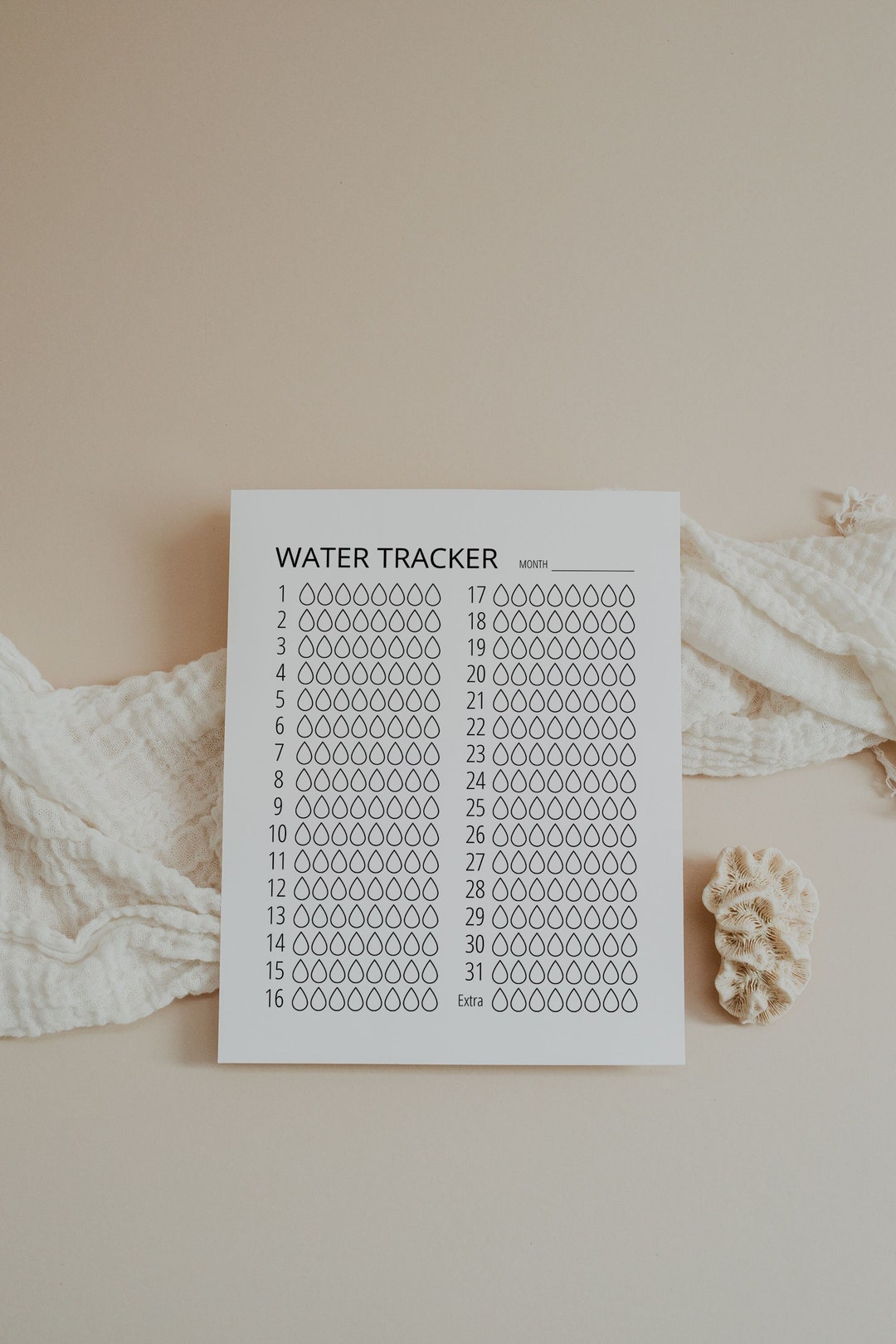 Water Tracker, Monthly Water Intake Tracker, Water Log, Hydration ...