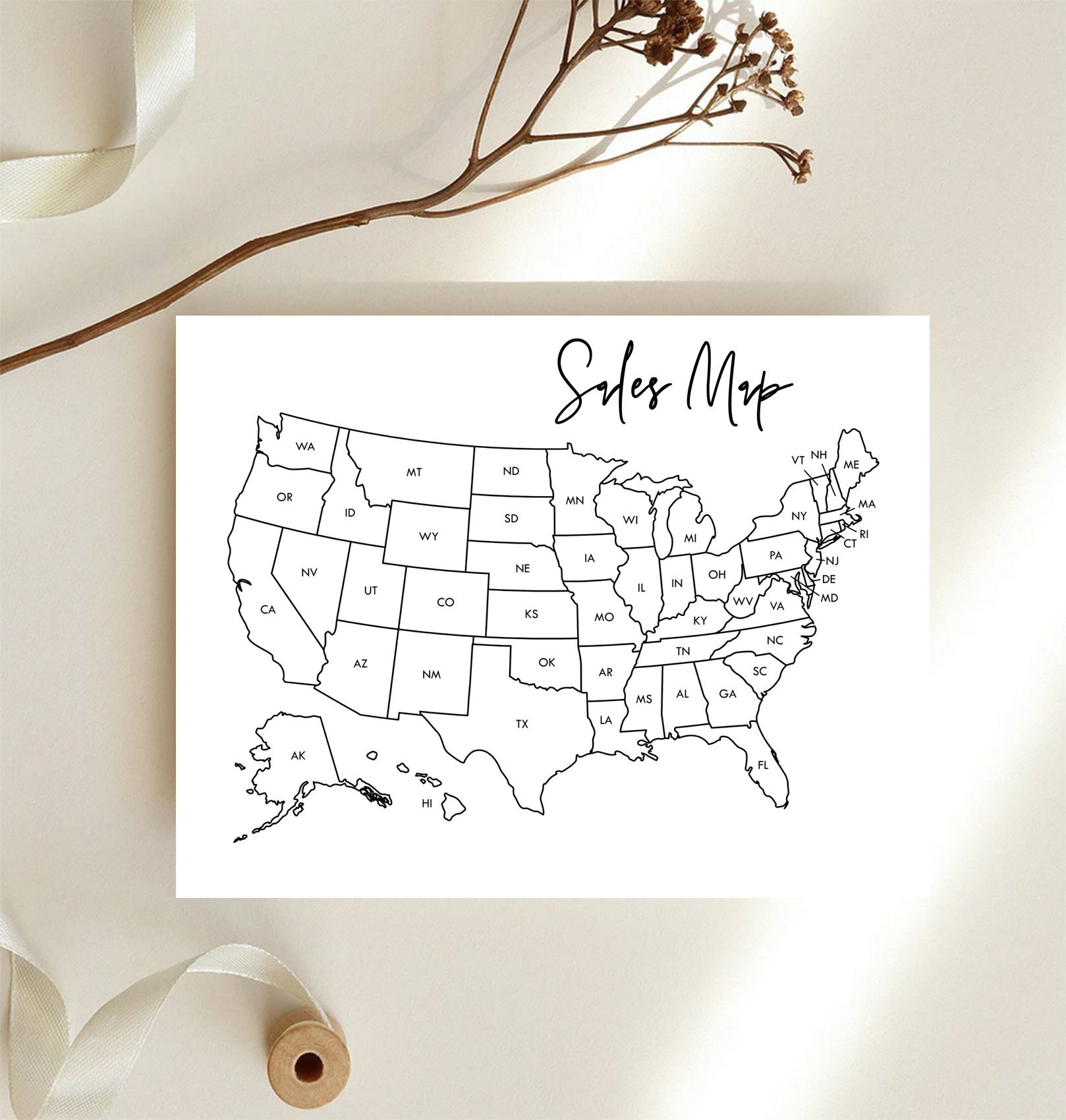 Sales Map Tracker, USA Sales Map, Etsy Sales Map, Coloring Map, Goal ...