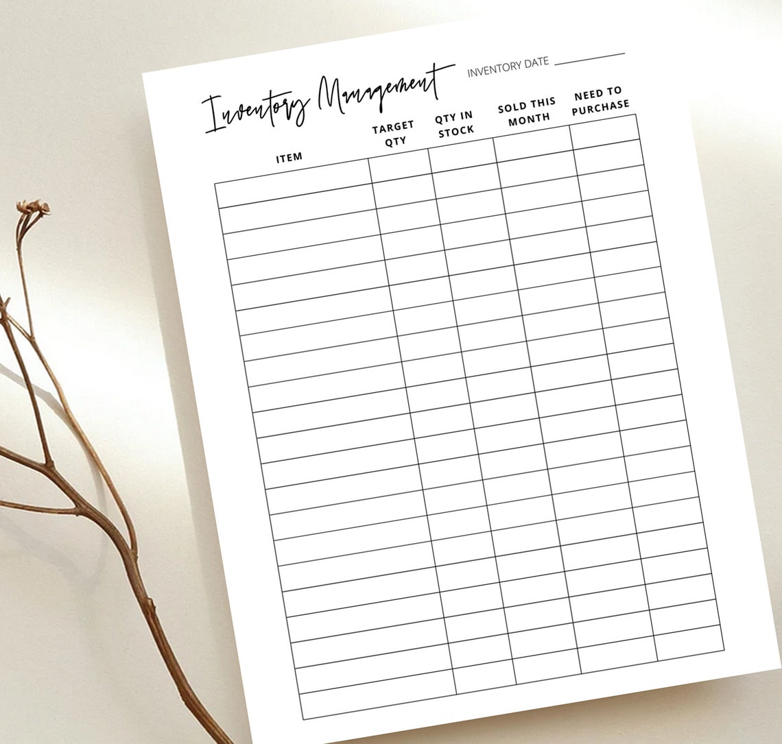 Inventory Management Form Inventory Management Tracker - Etsy
