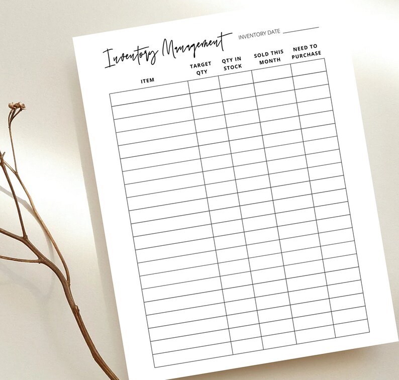 Inventory Management Form Inventory Management Tracker - Etsy