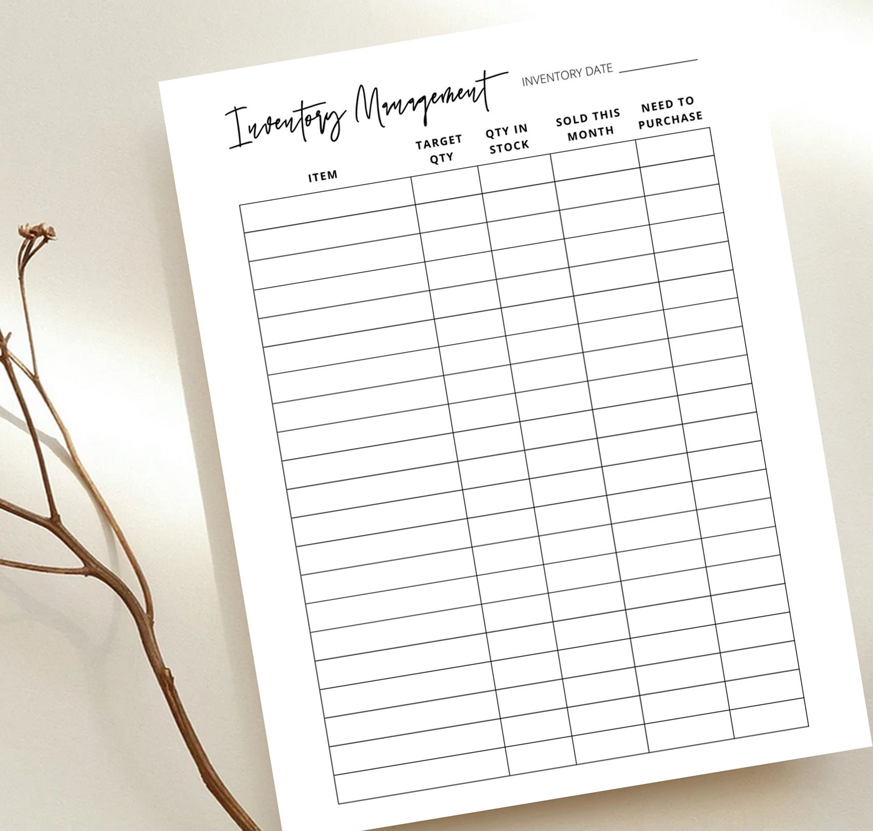 Inventory Management Form Inventory Management Tracker - Etsy