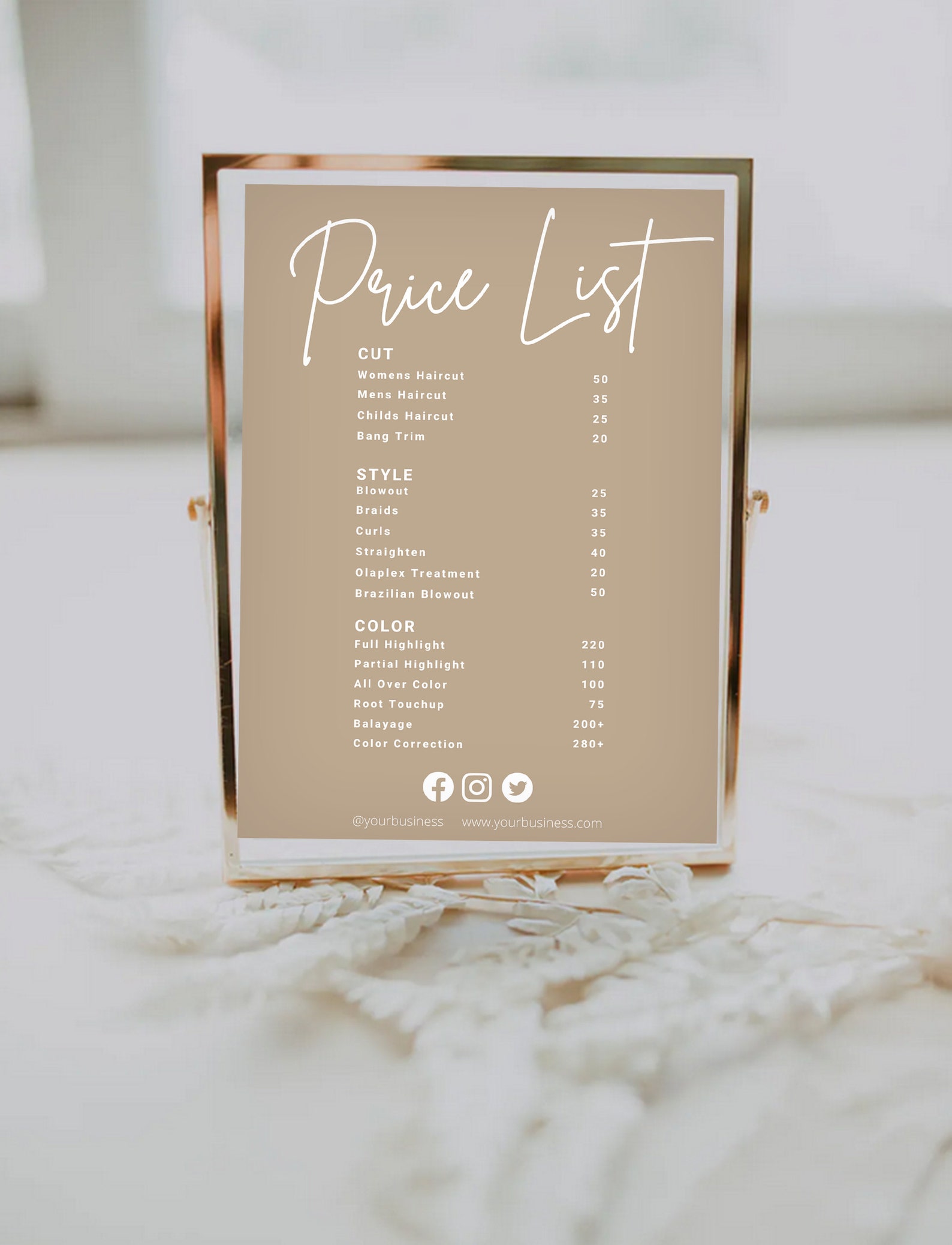 PRINTABLE EDITABLE Price List Template | Small Business Price List ...