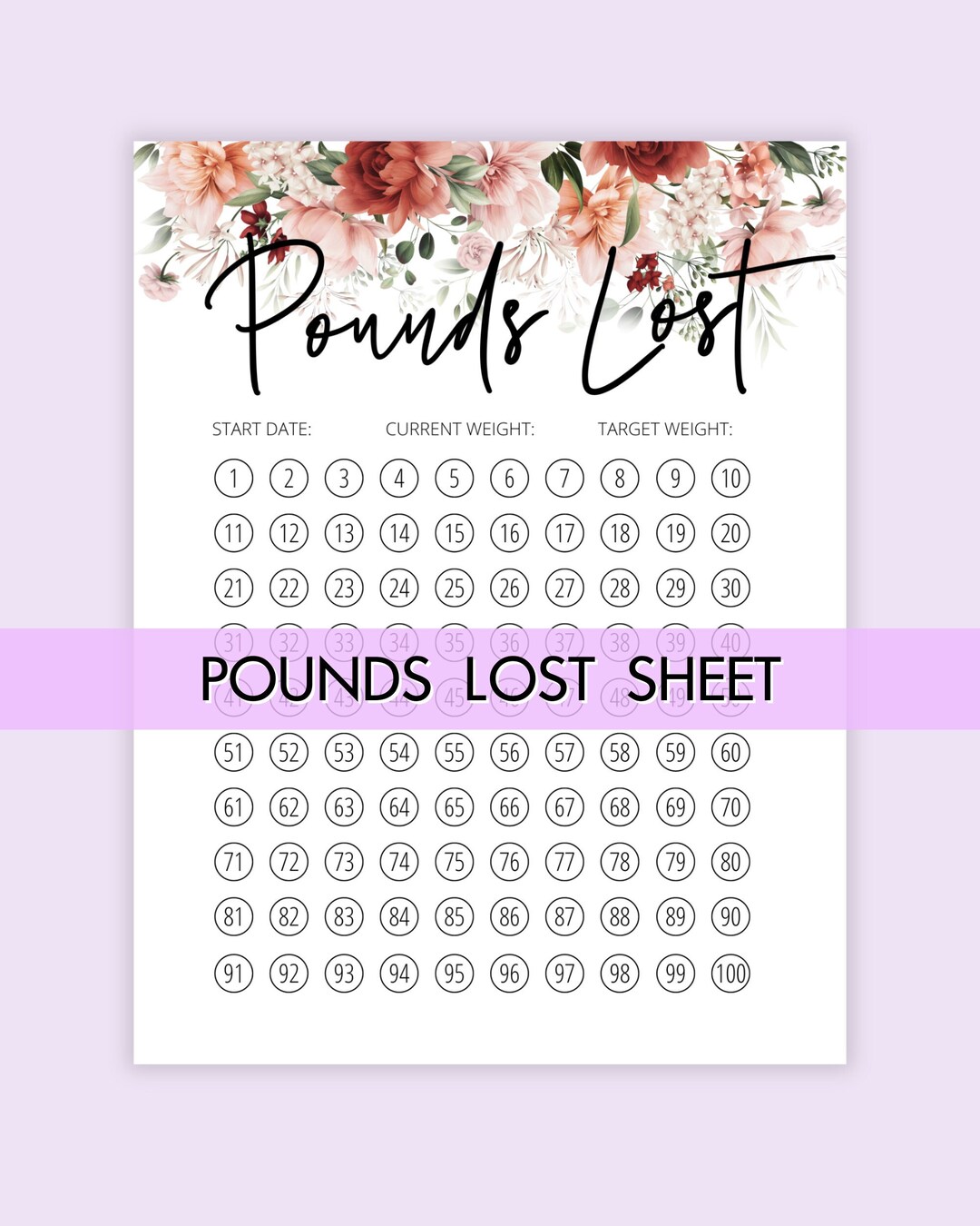 Weight Loss Tracker, 100 Lbs, Weightloss Journal, 100 Pound Lost ...