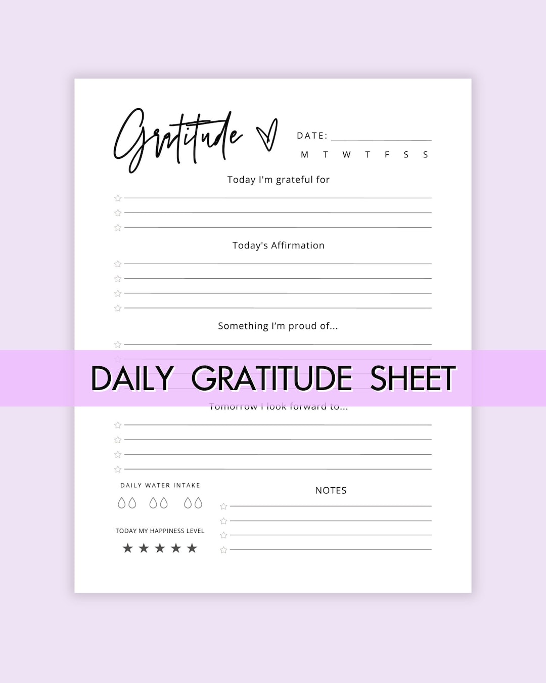 Gratitude Journal Printable, Daily Gratitude Log, Gratitude Diary ...