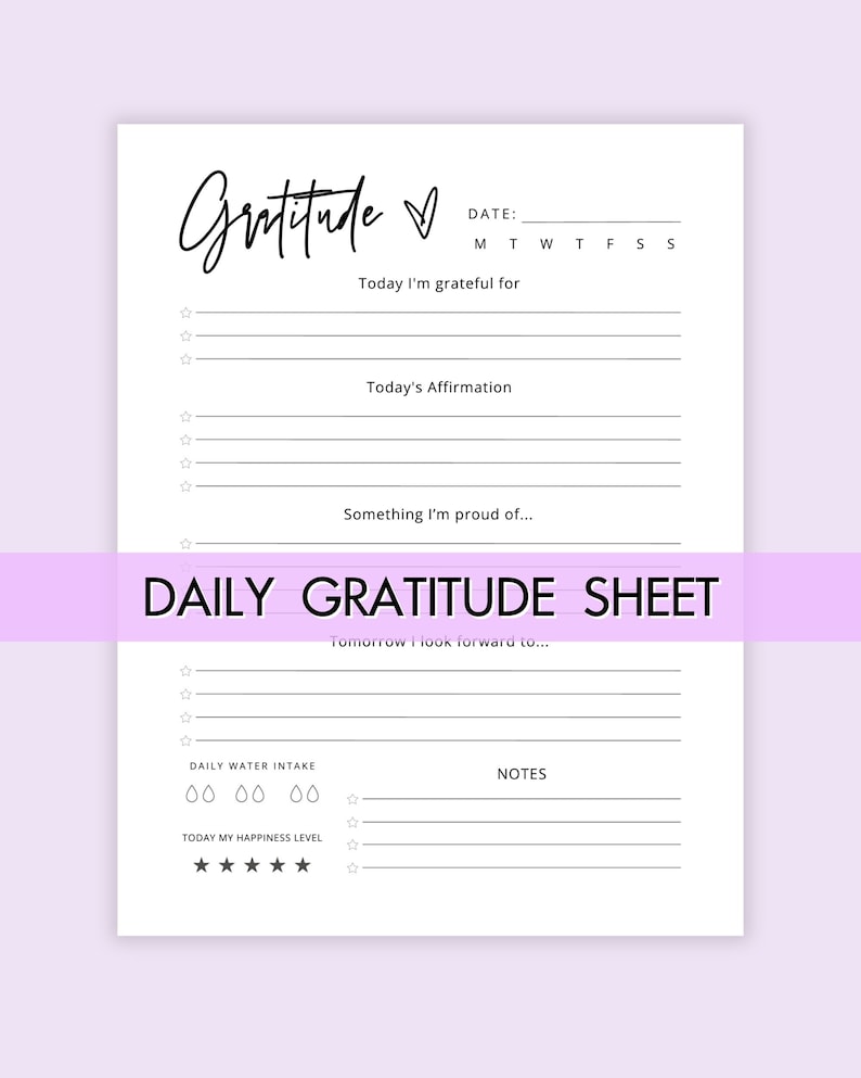 Gratitude Journal Printable Daily Gratitude Log Gratitude - Etsy