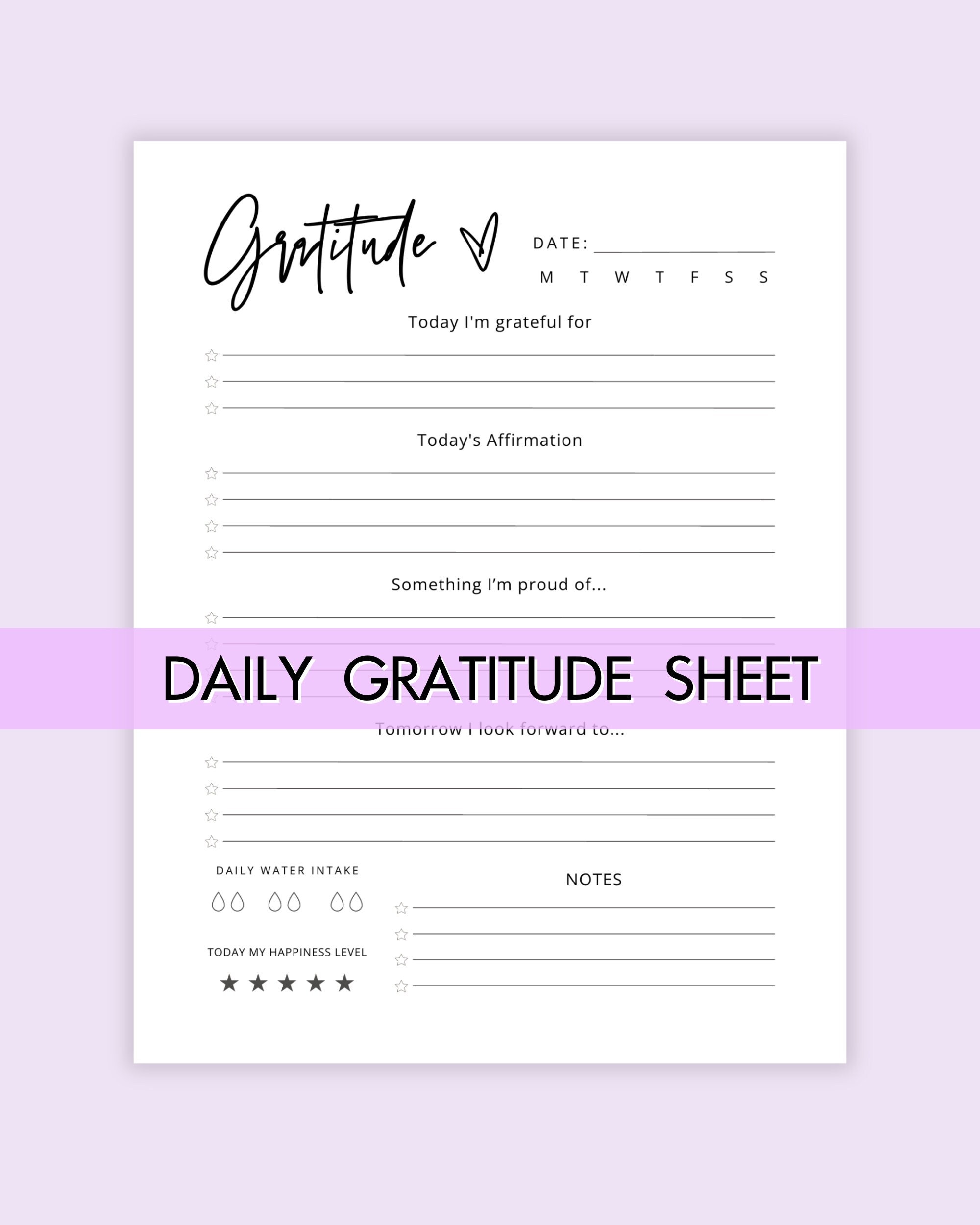 Gratitude Journal Printable Daily Gratitude Log Gratitude - Etsy