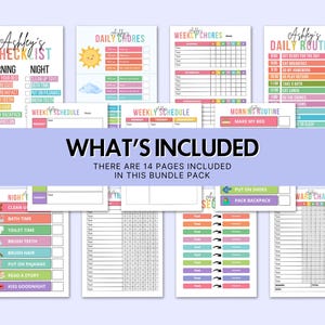 Editable Kids Chore Chart Bundle, School, Reward, Allowance, Daily ...