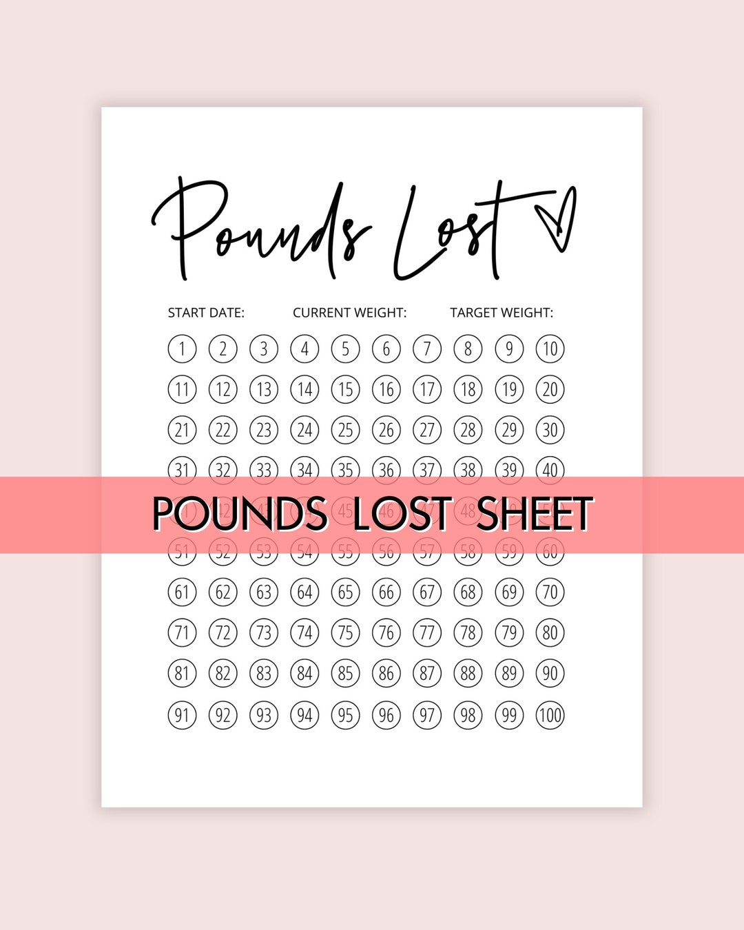 Weight Loss Tracker, 100 Lbs, Weightloss Journal, 100 Pound Lost ...