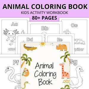 Kids Animal Alphabet Coloring Book Pages, Preschool Pre-k Kindergarten ...
