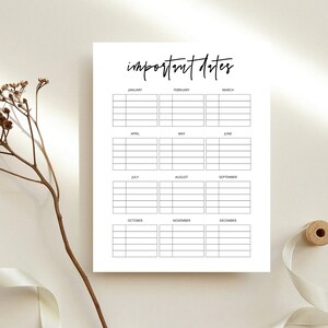 Yearly Important Dates Tracker, Birthday, Anniversary, Party, Travel ...