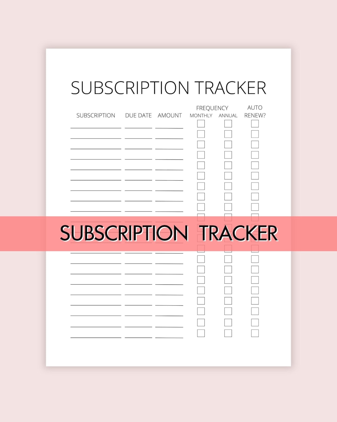 Printable Subscription Tracker, Subscription Log, Expense Tracker ... Printable Subscription Tracker, Subscription Log, Expense Tracker ...