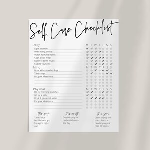 EDITABLE Printable Self Care Checklist Template | Wellness Journal ...