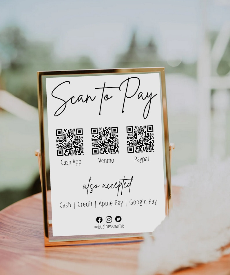 Scan to Pay Template Payment Sign QR Code Accepted Payments | Etsy