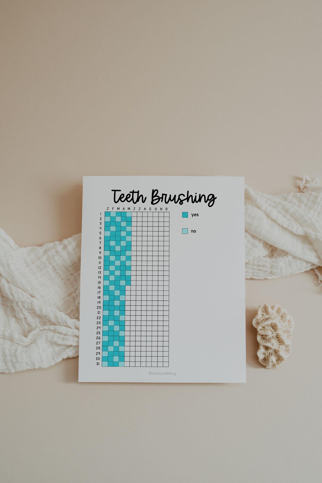 Teeth Brushing Tracker, Dental Hygiene, Daily, Weekly, Yearly, Journal ...