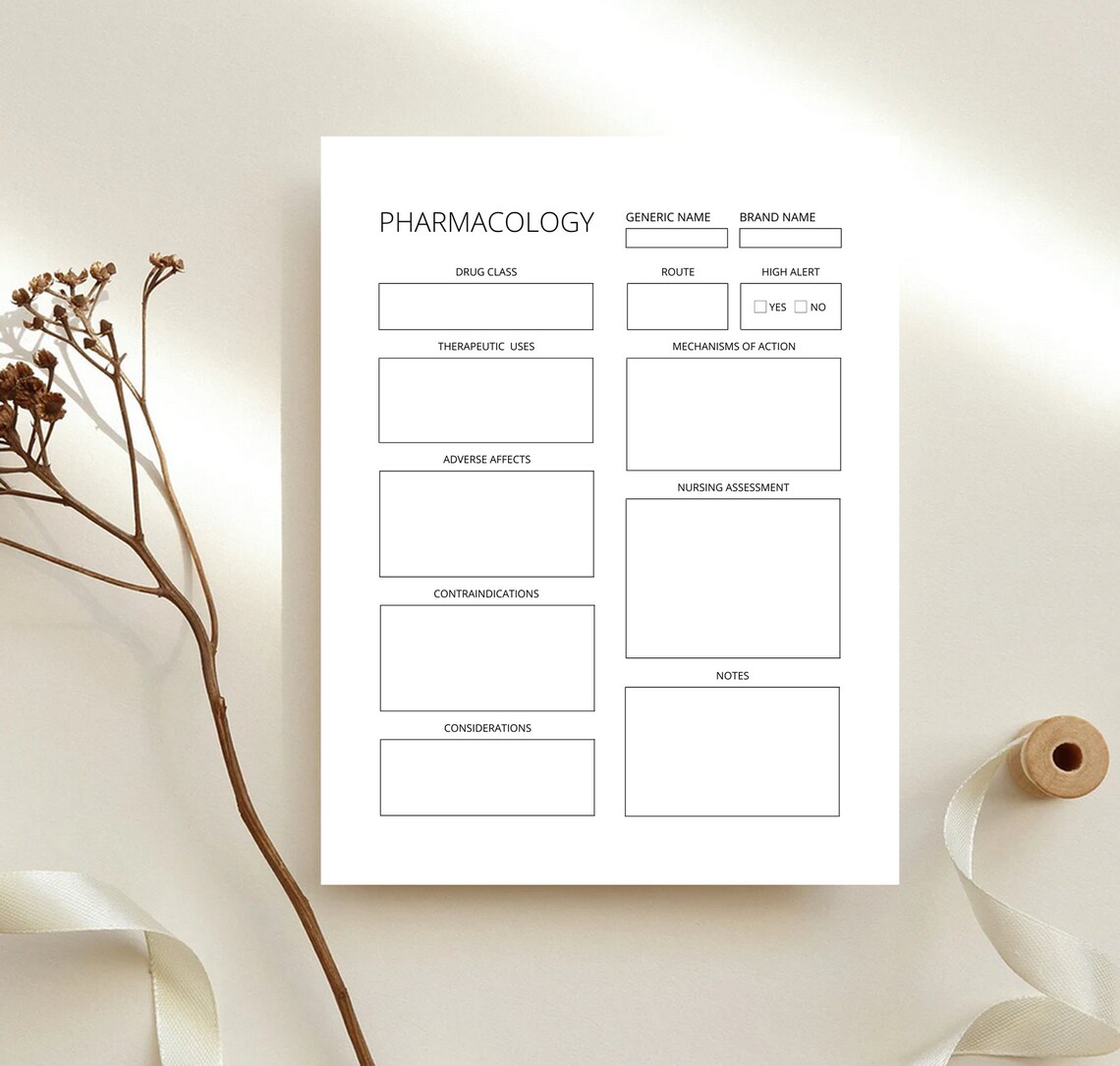 Printable Nursing Student Pharmacology Template, Student Nurse Study ...