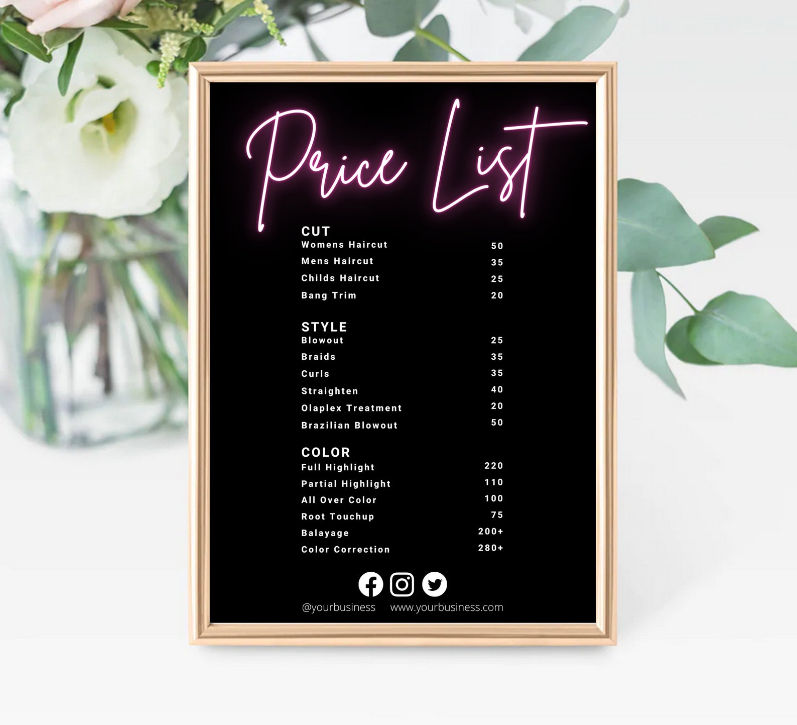 Price List Template Small Business Price List Price Sheet - Etsy Canada
