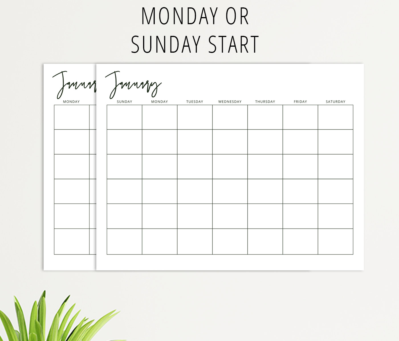 Monthly Blank Calendar, Simple Calendar, Minimalist, Wall Calendar ...