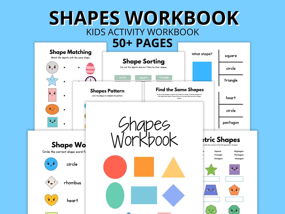 Kids Shapes Worksheets, Matching Patterns, Learning Shapes, Preschool ...