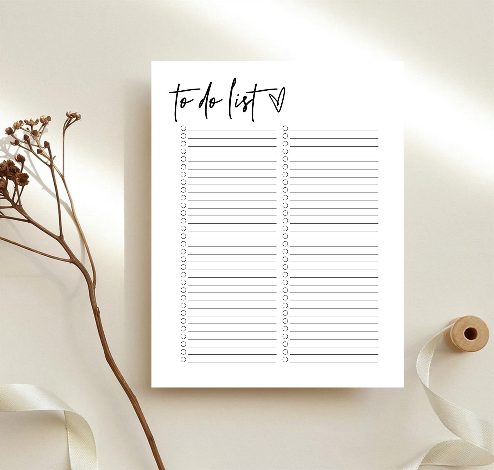 To Do List, Task Planner, Checklist Organizer, Daily Agenda ...