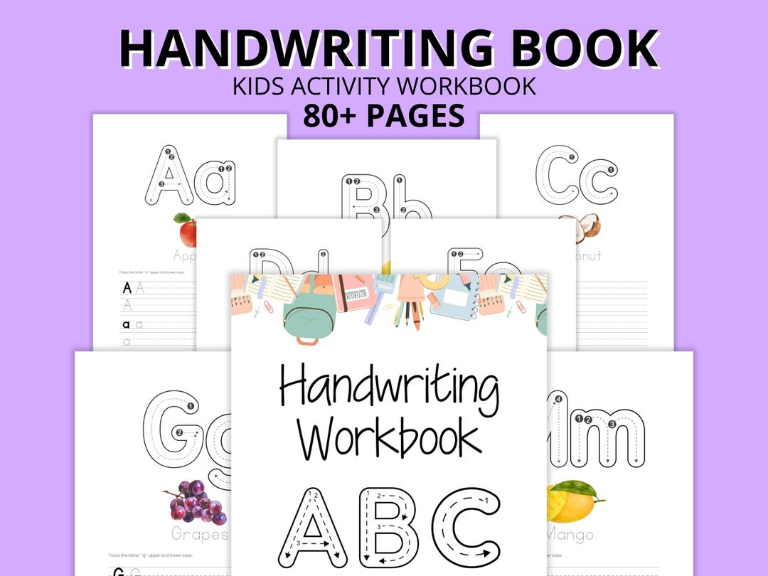 Kids Alphabet Handwriting Activity Worksheets, Tracing Practice, ABC ...