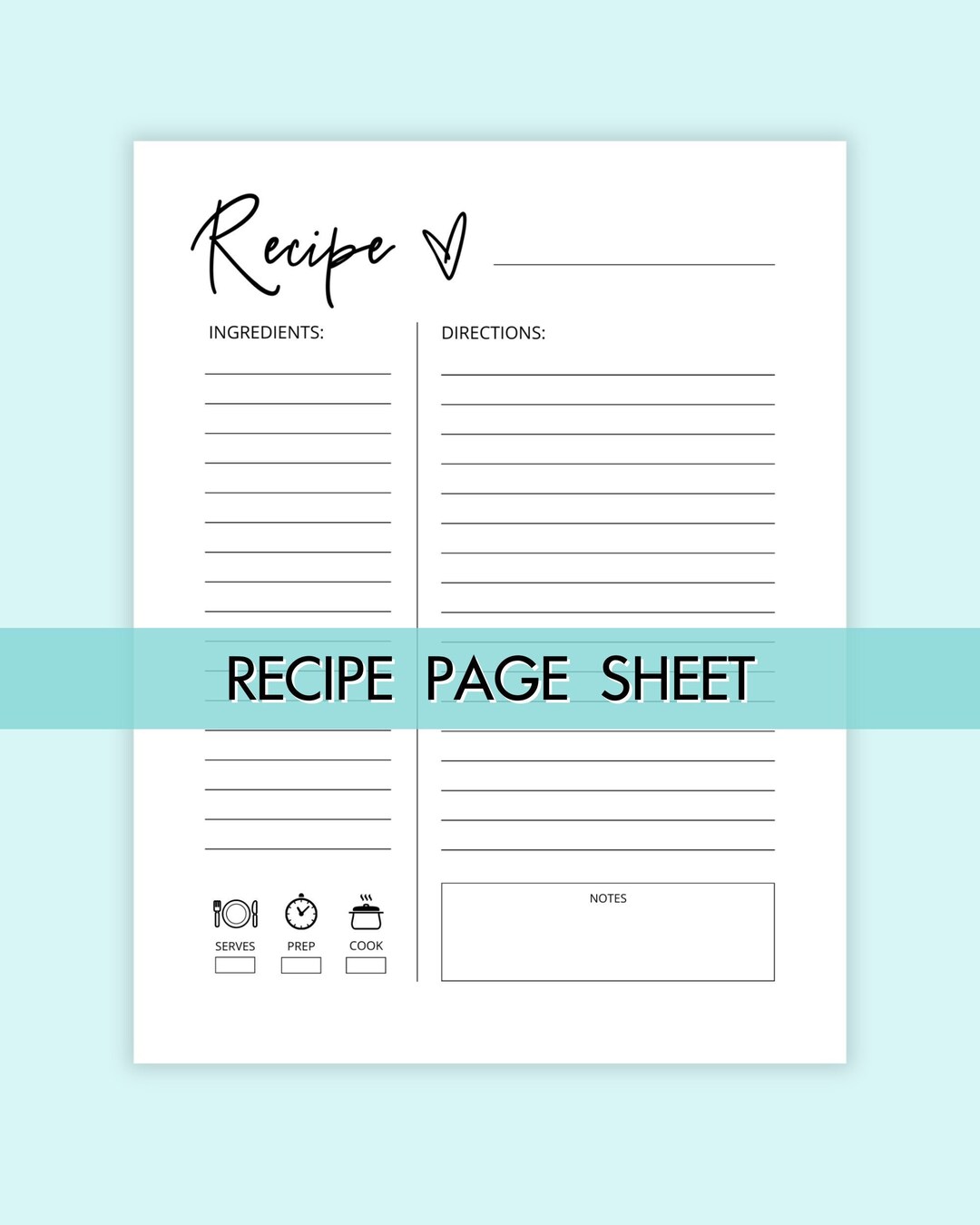 Printable Recipe Page, Blank Recipe Page, Recipe Tracker, Cooking List ...