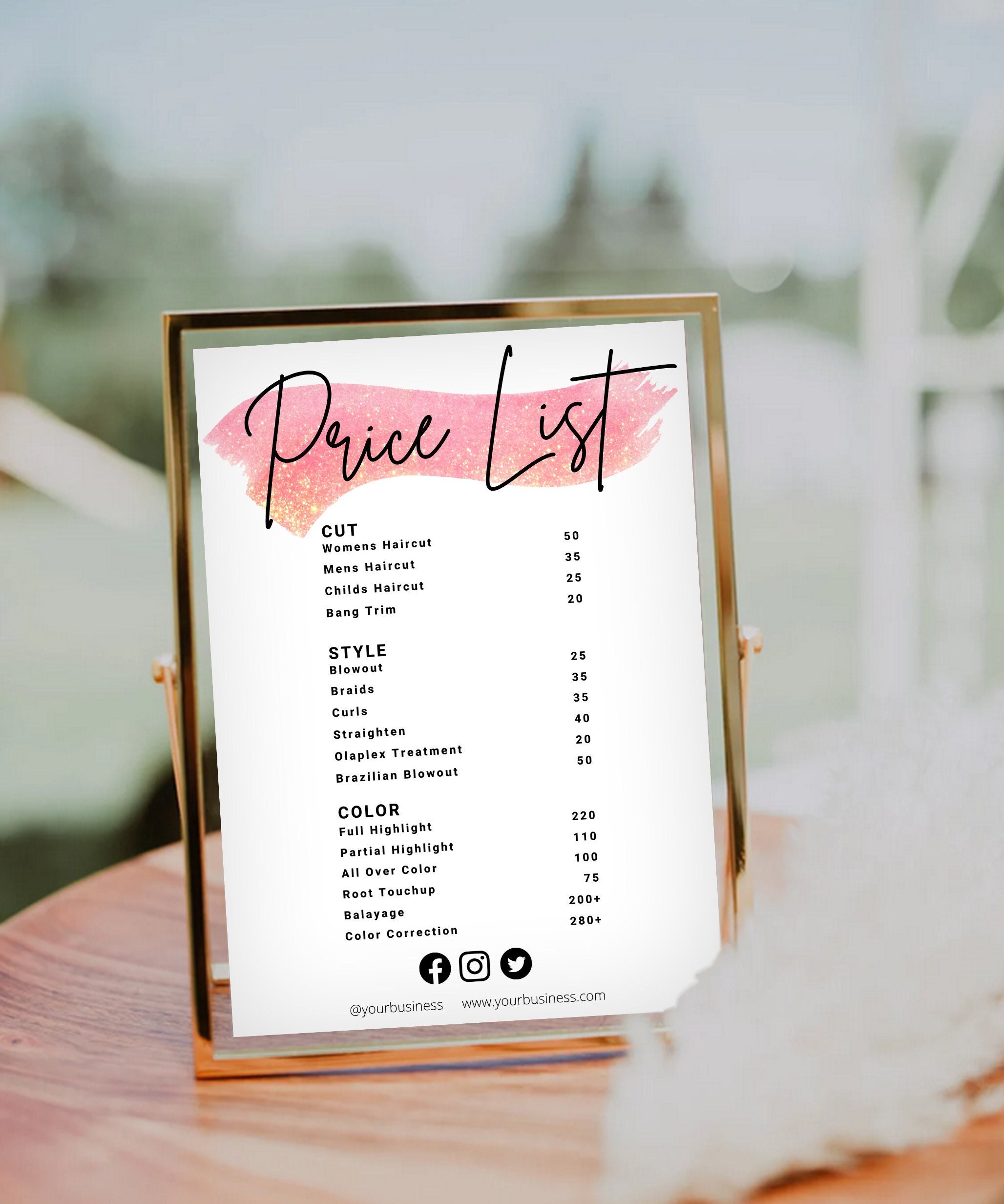 Price List Template Small Business Price List Price Sheet - Etsy