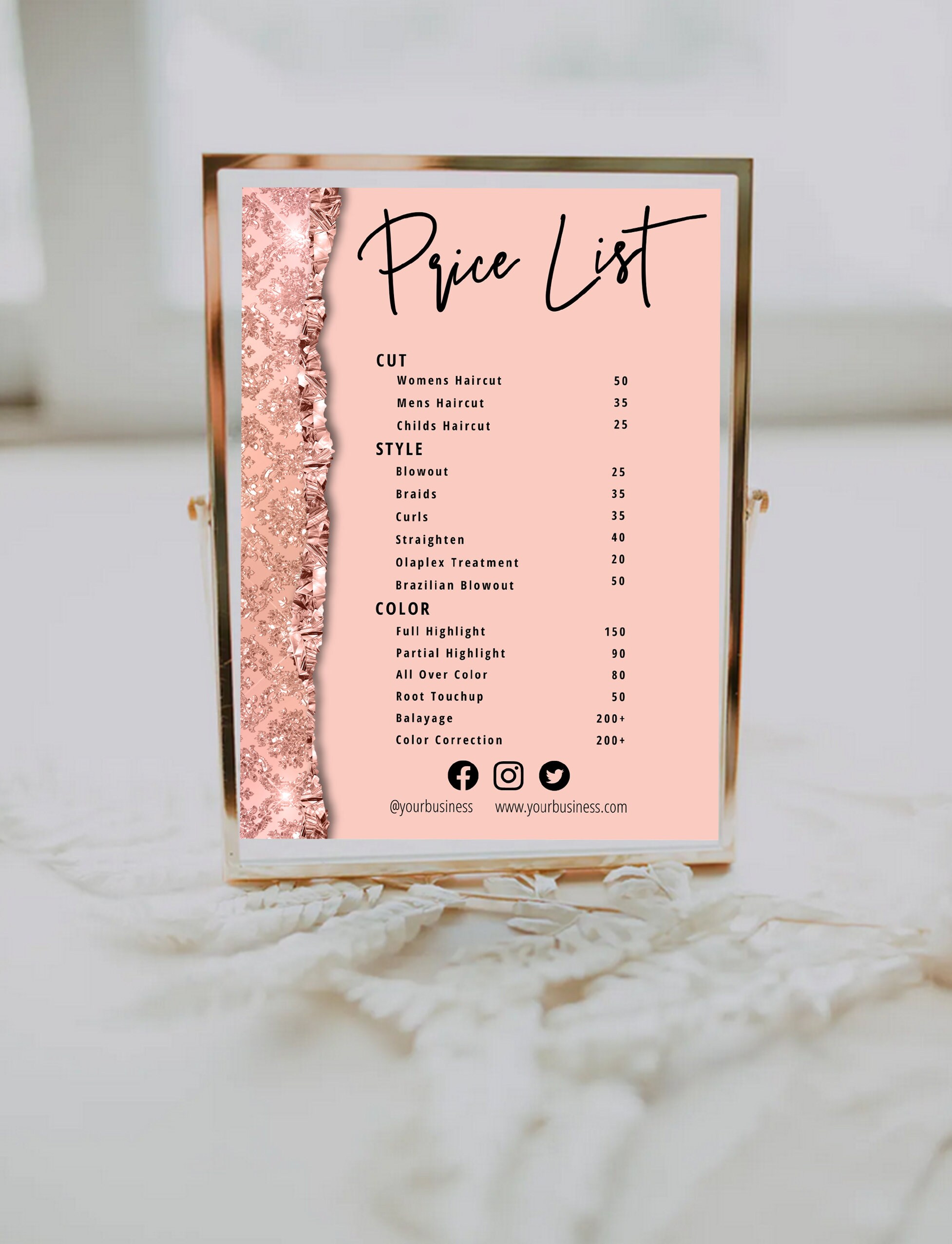 PRINTABLE EDITABLE Price List Template Small Business Price - Etsy