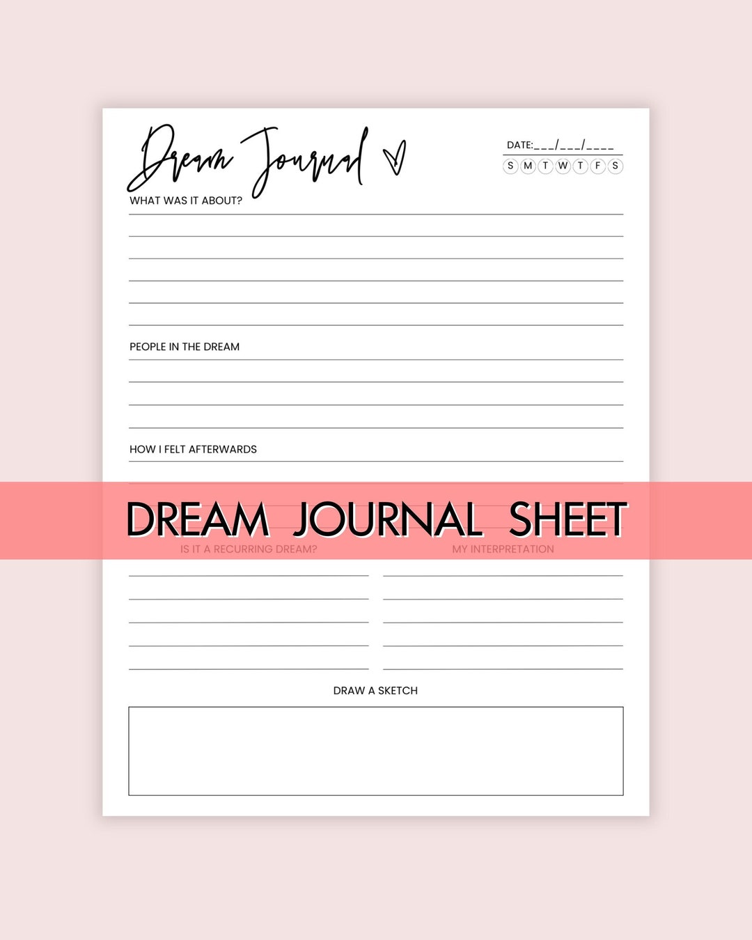 Printable Dream Journal, Dream Tracker, Dream Analysis, Diary, Dream ...