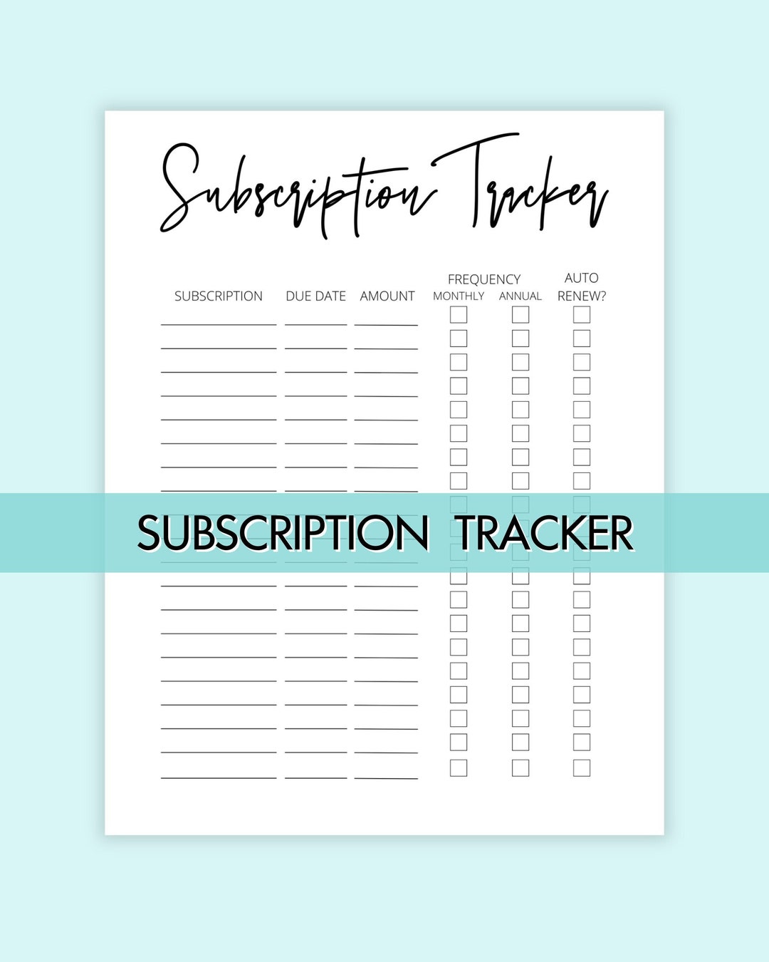 Printable Subscription Tracker, Subscription Log, Expense Tracker ... Printable Subscription Tracker, Subscription Log, Expense Tracker ...