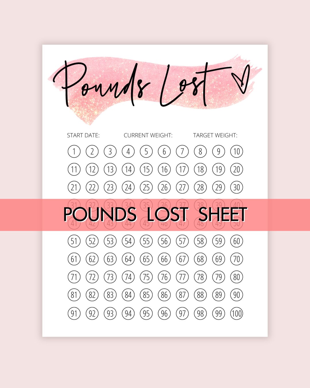 Weight Loss Tracker, 100 Lbs, Weightloss Journal, 100 Pound Lost ...