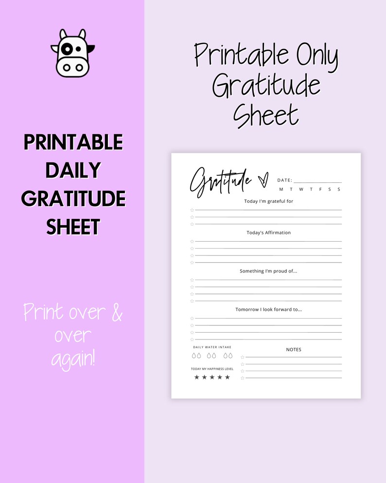 Gratitude Journal Printable Daily Gratitude Log Gratitude - Etsy