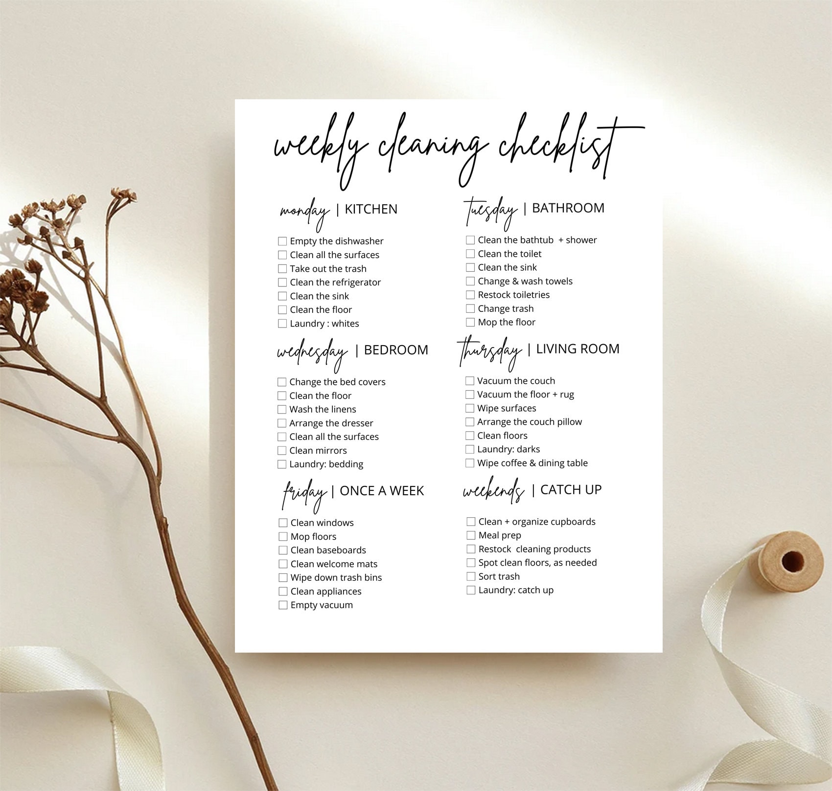 Editable Weekly Cleaning Schedule Template Cleaning - Etsy