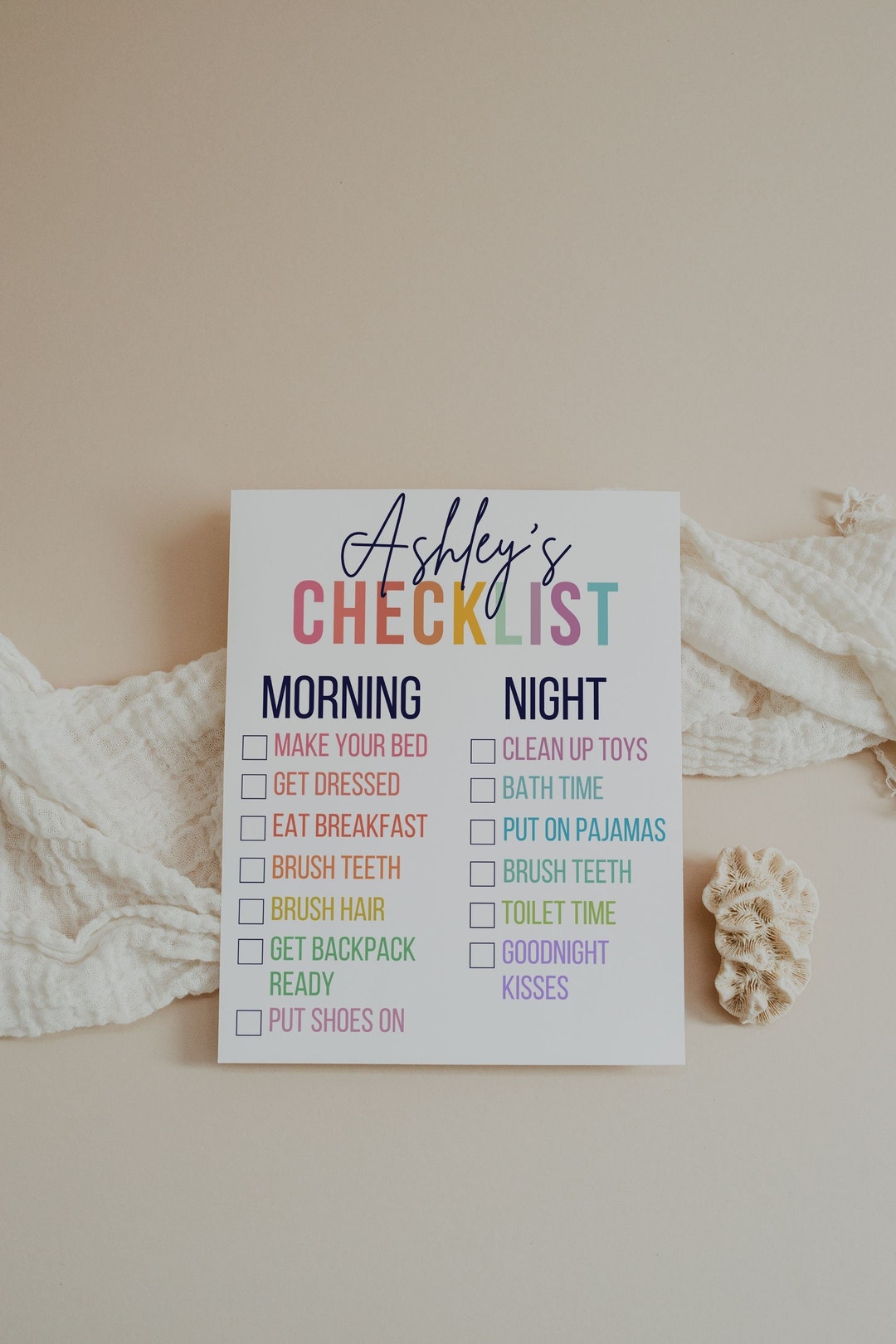 Kids Checklist Template, Morning Bedtime Nighttime Checklist, Chore ...