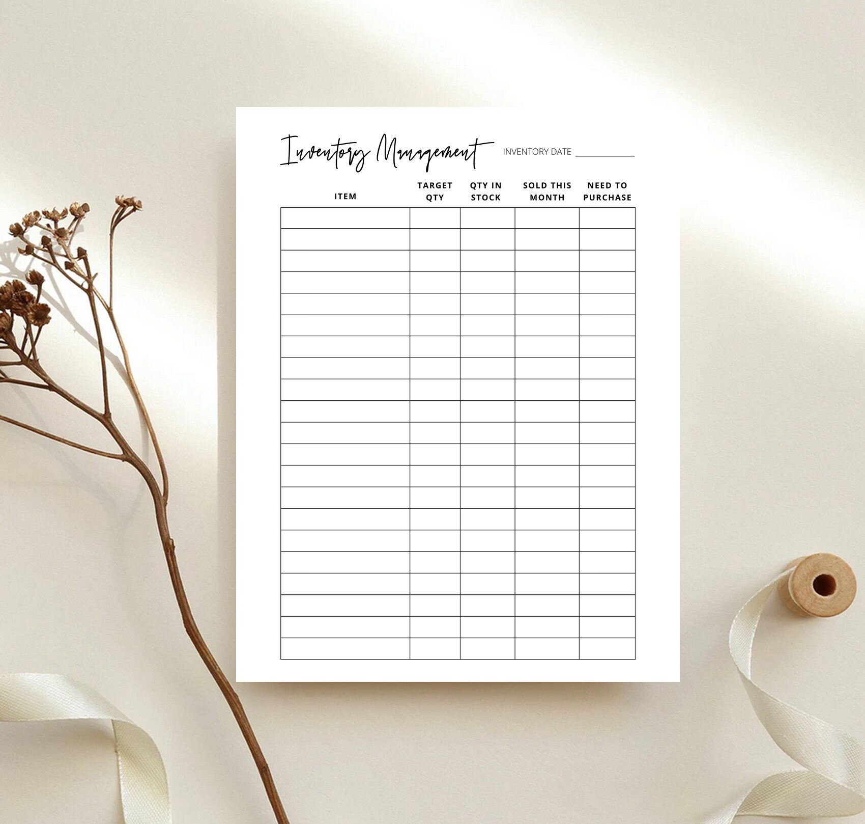 Inventory Management Form Inventory Management Tracker - Etsy