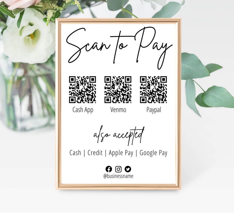 Scan to Pay Template, Payment Sign QR Code, Accepted Payments, Cashapp ...