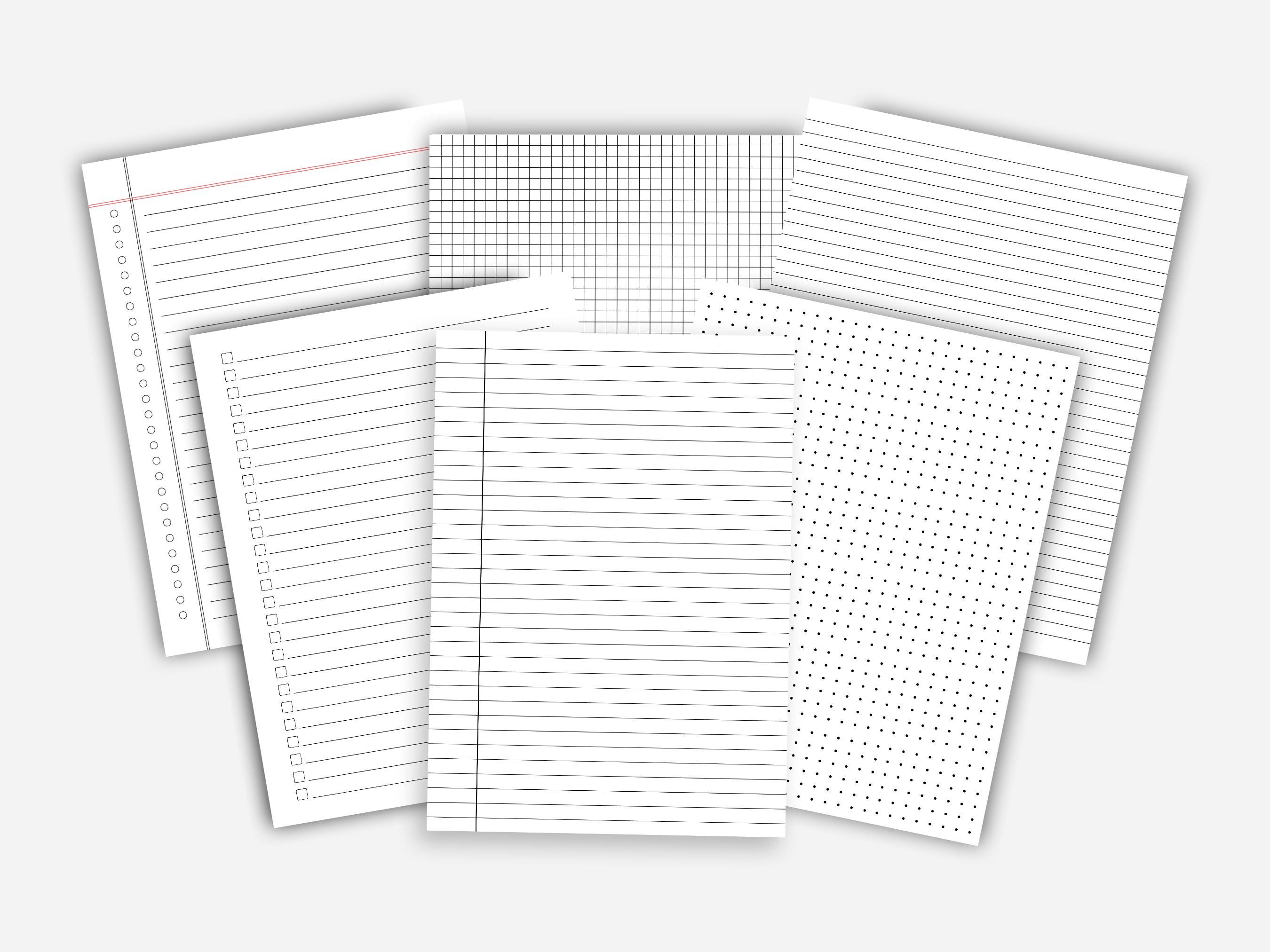100+ Lined Paper Bundle, Notebook, Pages, Writing, Journal, Notes, Wide ...