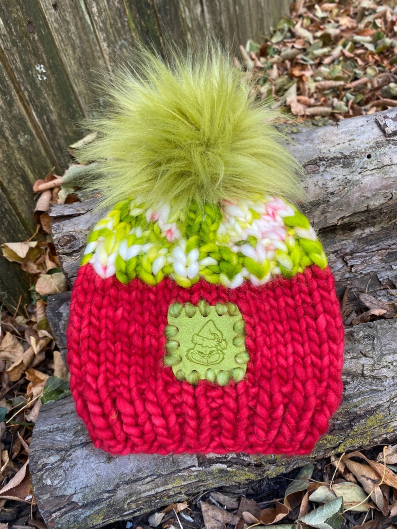 Family Grinch Hats in Grinch Green Cream and Red With Green - Etsy