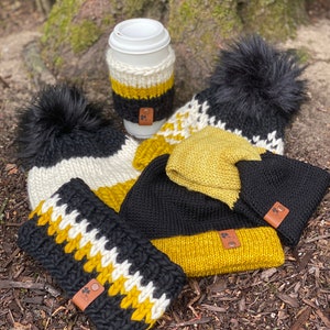 Custom Colors Spirit Wear Handknit Beanies, Headbands and Drink Cozy ...