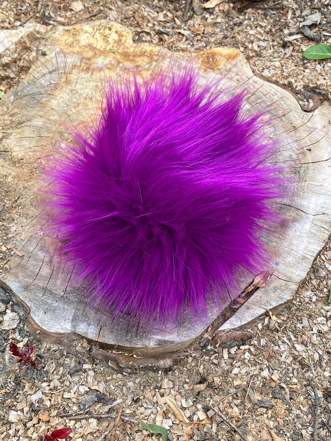 Magenta Faux Fur Pom for Knit Hats, Dense Long Pile Faux Fur, Pom Pom ...