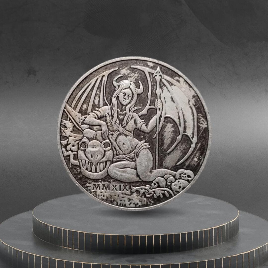 Hobo Coin Demon Queen Dragon Skull Medieval Beasts American Custom Coin ...