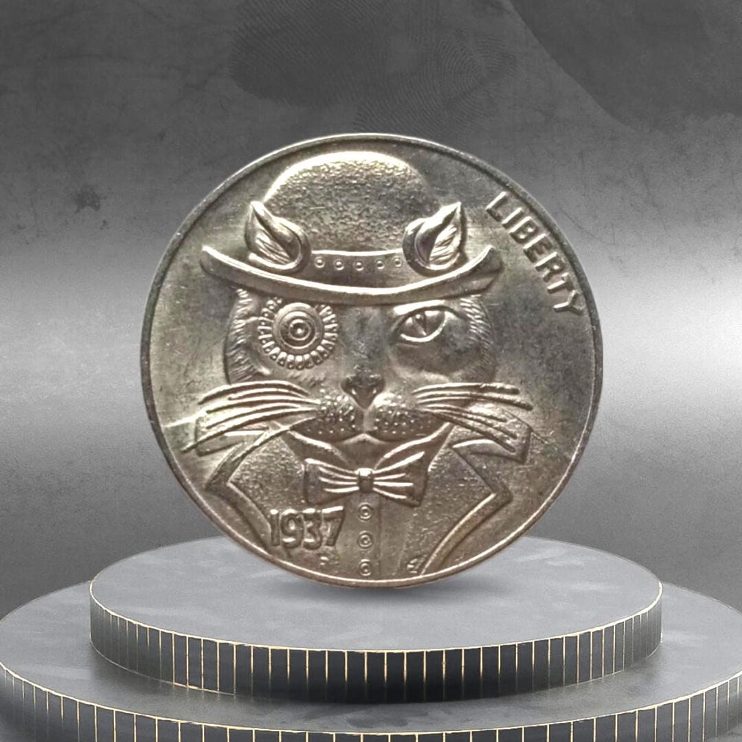 Hobo Coin the Steam Punk Cat in A Suit Unique Art American Custom Coin ...