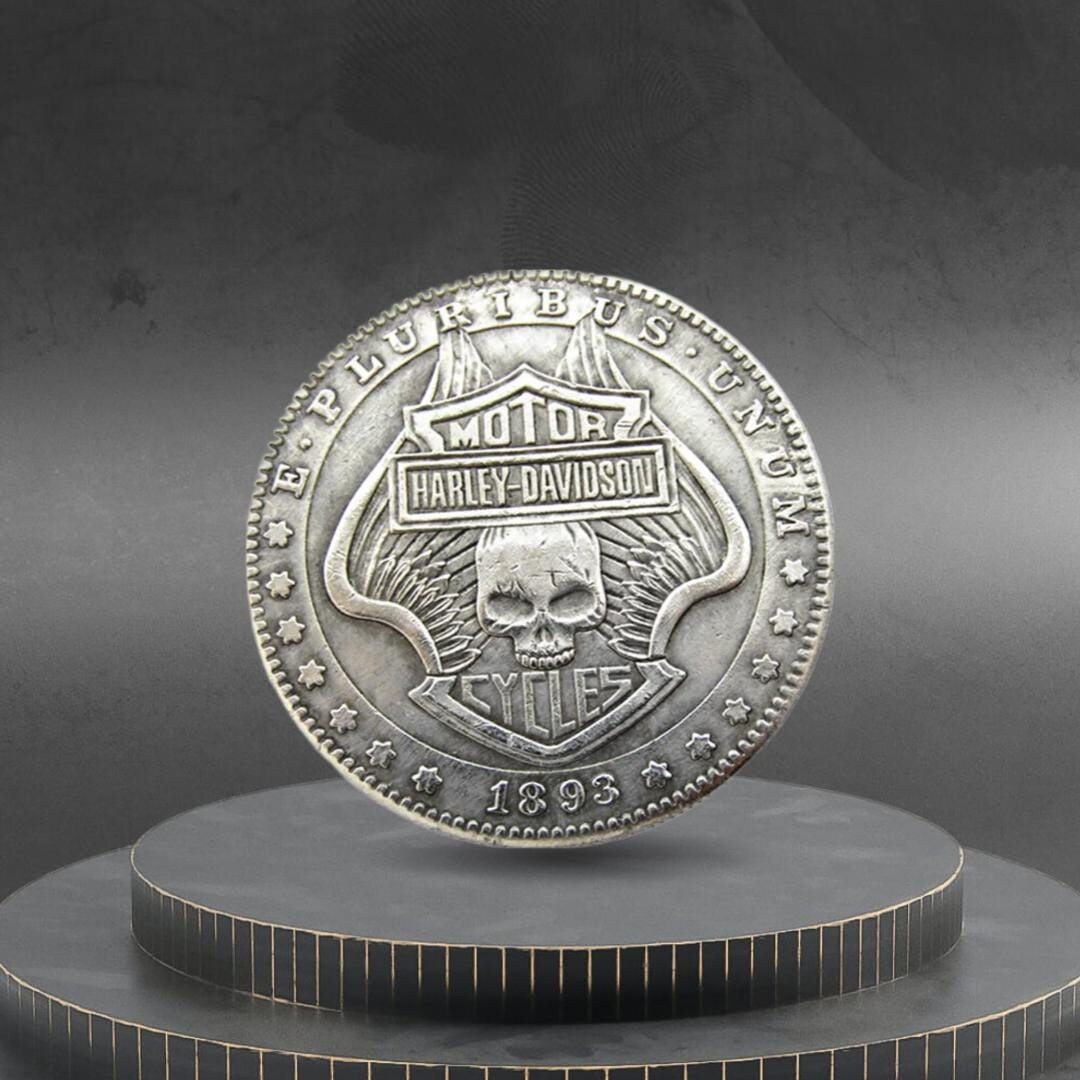 Hobo Coin Skull Harley Motorcycle Biker Wings Art American Custom Coin ...