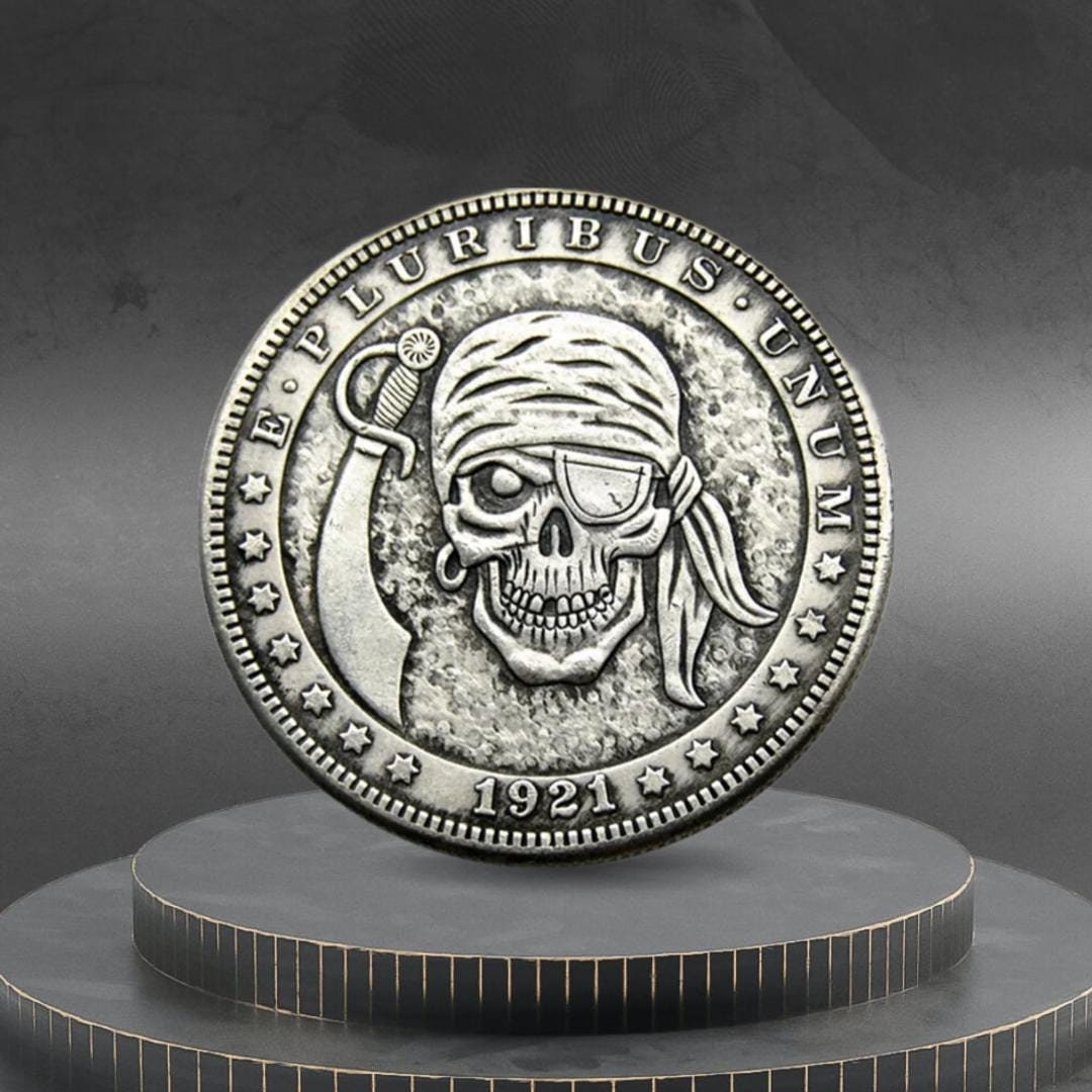 Hobo Coin Skull Pirate Ocean Treasure Sailor Art American Custom Coin ...