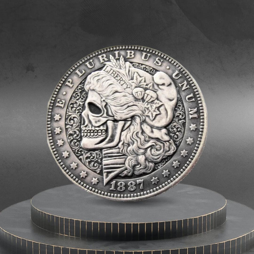 Hobo Coin Skull Morgan Gothic Design Dark Art Liberty American Custom ...